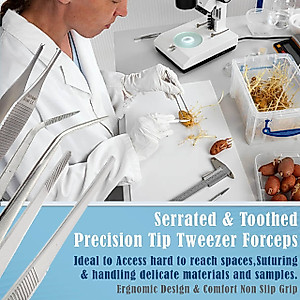 A2Z Scilab 11 Pcs Lab Micro Spatula Scoop Spoon Tweezers Sampler Instrument Kit, Made of Stainless Steel - Multi Purpose Laboratory Sampling Mixing Glass Pipette Set - For Starter Science STEM Lab Kit