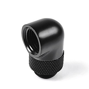 FormulaMod 90 Degree Rotary Adapter Thread G1/4'' Male to Female Extender Elbow Fitting Angled Adaptor for Water Cooling System 4 Pack (Black)