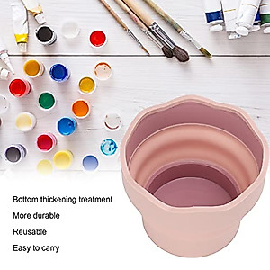 Portable Collapsible Paint Brush Washer, Silicone Washing Bucket Brush Holder Cleaner Painting Water Cup for Watercolor Acrylic Oil Painting(Pink)
