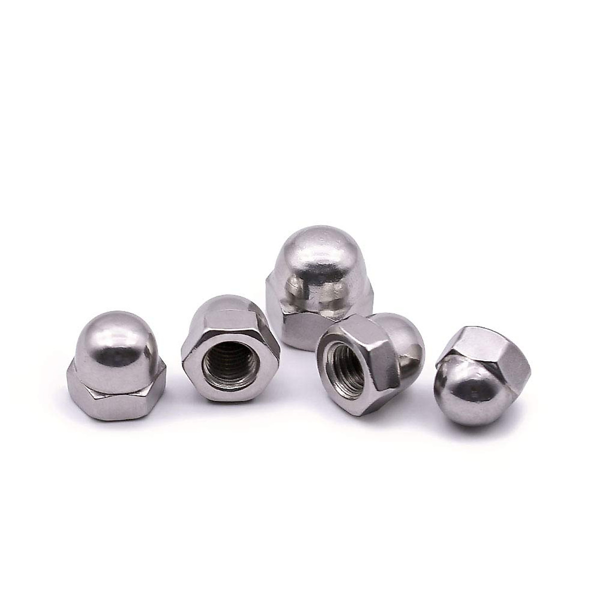 1/4-20 Acorn Hex Cap Dome Head Nuts, 304 Stainless Steel 18-8, Full Thead Coverage, 50 PCS