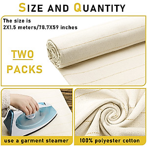 2 Pieces 79 x 59 Inches Monk's Cloth Primary Tufting Fabric Punch Needle Cloth Fabric Large Monk Cloth with Marked Lines for Sewing Rug Tufting Guns Embroidery Art Crafts Favors