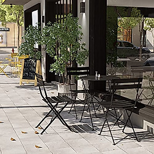Grand patio 3pc Metal Folding Bistro Set, 2 Chairs and 1 Table, Weather-Resistant Outdoor/Indoor Conversation Set for Patio, Yard, Garden-Black