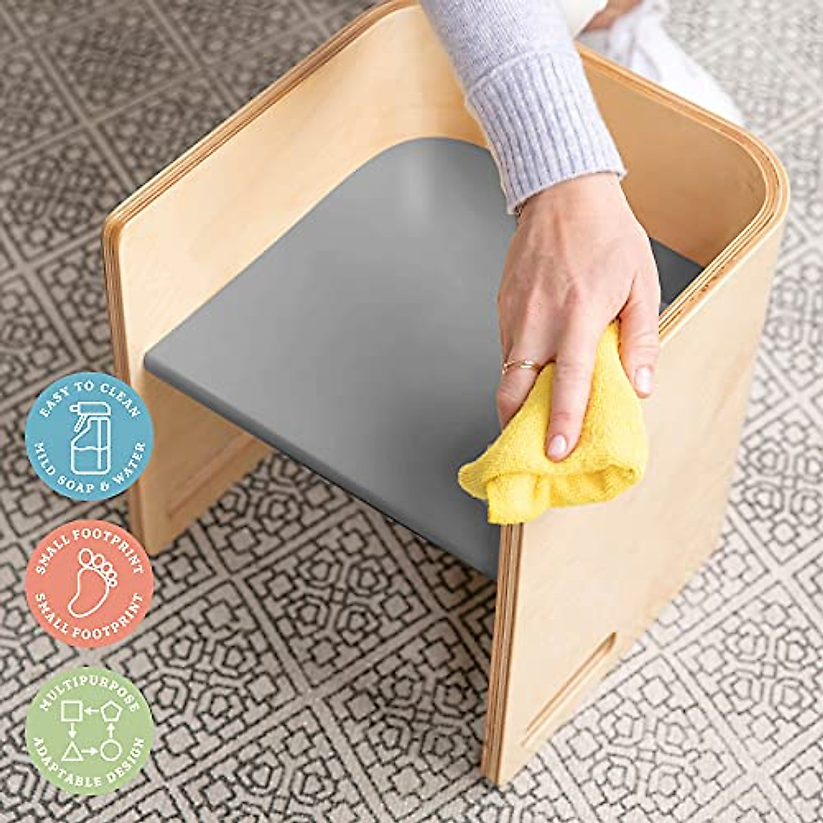 ECR4Kids Bentwood Multipurpose Cube Chair, Kids Furniture, Grey