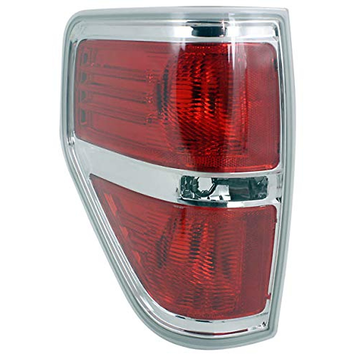 Evan Fischer Driver Side Tail Light Compatible with 2009-2014 Ford F-150 Styleside Red Lens Chrome Trim CAPA