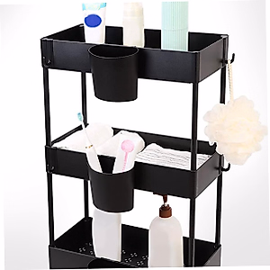 NOLITOY 4pcs Tools Storage Bins Trash Can Cart Hanging Basket Shopping Cart Cup Holder Hanging Organizer Salon Cart Attachment Small Hanging Bucket Plastic Wastebasket Household