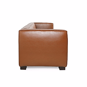 Christopher Knight Home Goyette Sofas, Cognac Brown + Dark Walnut