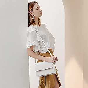 Telena Crossbody Bags for Women Vegan Leather Purses for Women Crossbody Handbag Purse with Adjustable Strap Crocodile White