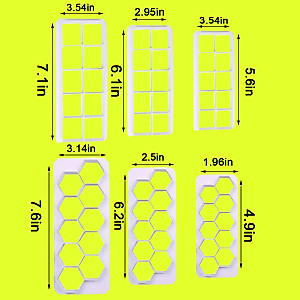 12 Pcs Cake Fondant Cutter, Fish Scale Fondant Cutters 4 Size Geometric Biscuit Cutters Cake Decorating Cookie Cutter Cake Border Decorating Tool for Square & Hexagon Cookie Cutters