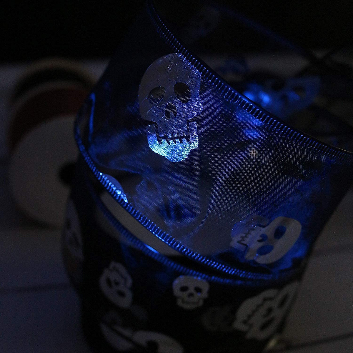 MEEDEE Halloween Ribbon - 6 Rolls, 36 Yards, Wired, Purple, Orange, Black, Skull Pattern