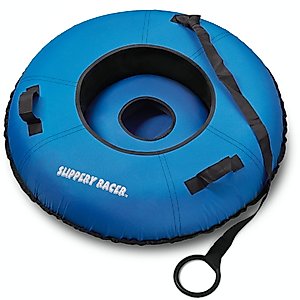 Slippery Racer Heavy Duty Commercial Grade Inflatable Snow Tube with Cover and Rope, PVC Bottom, 44"-(Blue)