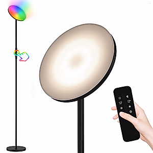 OZAPZ Led Bright Floor Lamp, RGB Corner Floor Lamp for Living Room, Led Lamp with Remote Control, Color Changing Standing Lamp, Dimmerable Torchiere Lamps, Music Sync,24W/1800lm Brightness