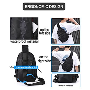 Small Black Sling Crossbody Backpack Shoulder Bag for Men Women, Lightweight One Strap Chest Backpack Sling Bag Backpack for Hiking Walking Biking Travel Cycling USB Charger Port Nylon Camouflage