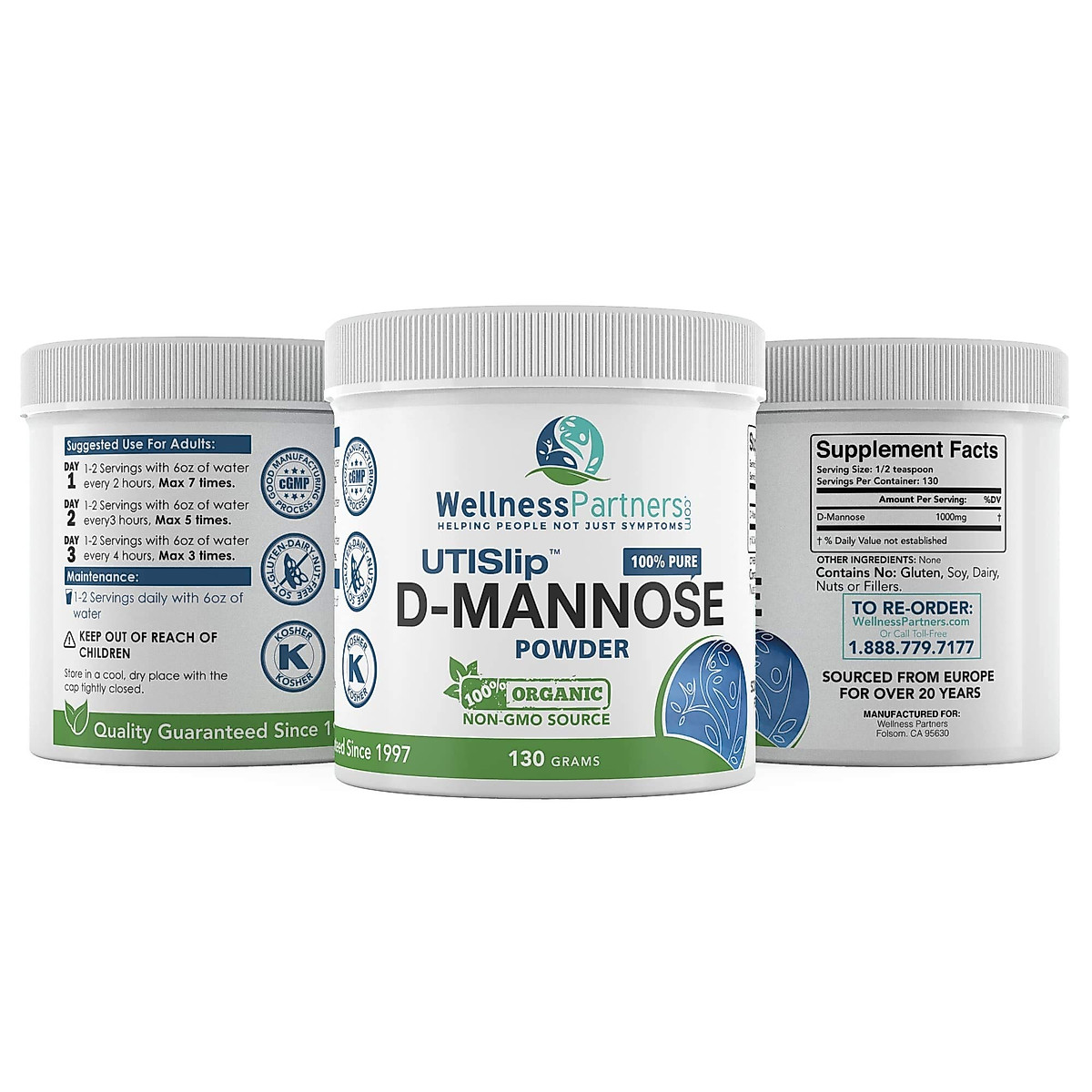 Now New UTI-Slip D Mannose Non GMO Organic Source Powder 130g jar.