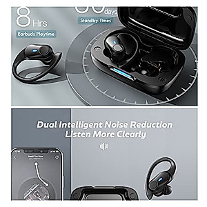LAGRUS Headphones Bluetooth Earphone IPX7 Sports Wireless Headphone Noise Reduction Ear Hook Earduds with Microphone Wireless Headphones