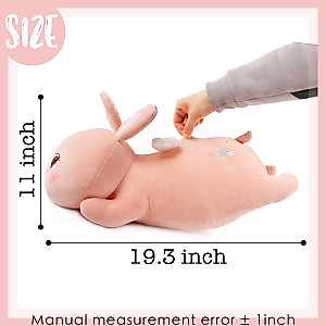 ARELUX Bunny Plush Stuffed Animal Pillow 22in Soft Cartoon Hugging Pillow Pink Bunny Plush Toys,Cute Rabbit Doll Throw Pillow with Wings Plush for Friends Family Birthday