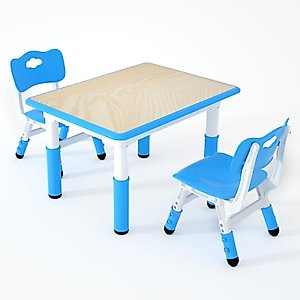 LulliSpace Kids Table and 2 Chairs Set, Height Adjustable Toddler Table and Chair Set,31.5"X23.6"Graffiti Desktop,Activity Table for Daycares,Homes,Classroom,Eco-Friendly, and Stylish Design