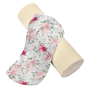Vnurnrn Red Pink Rose Flowers Neck Support Pillow Round Neck Roll Bolster Cylinder Pillow Cervical Pillows Memory Foam Pillow for Leg Knee Back Head Support for Gifts Camp Study Work