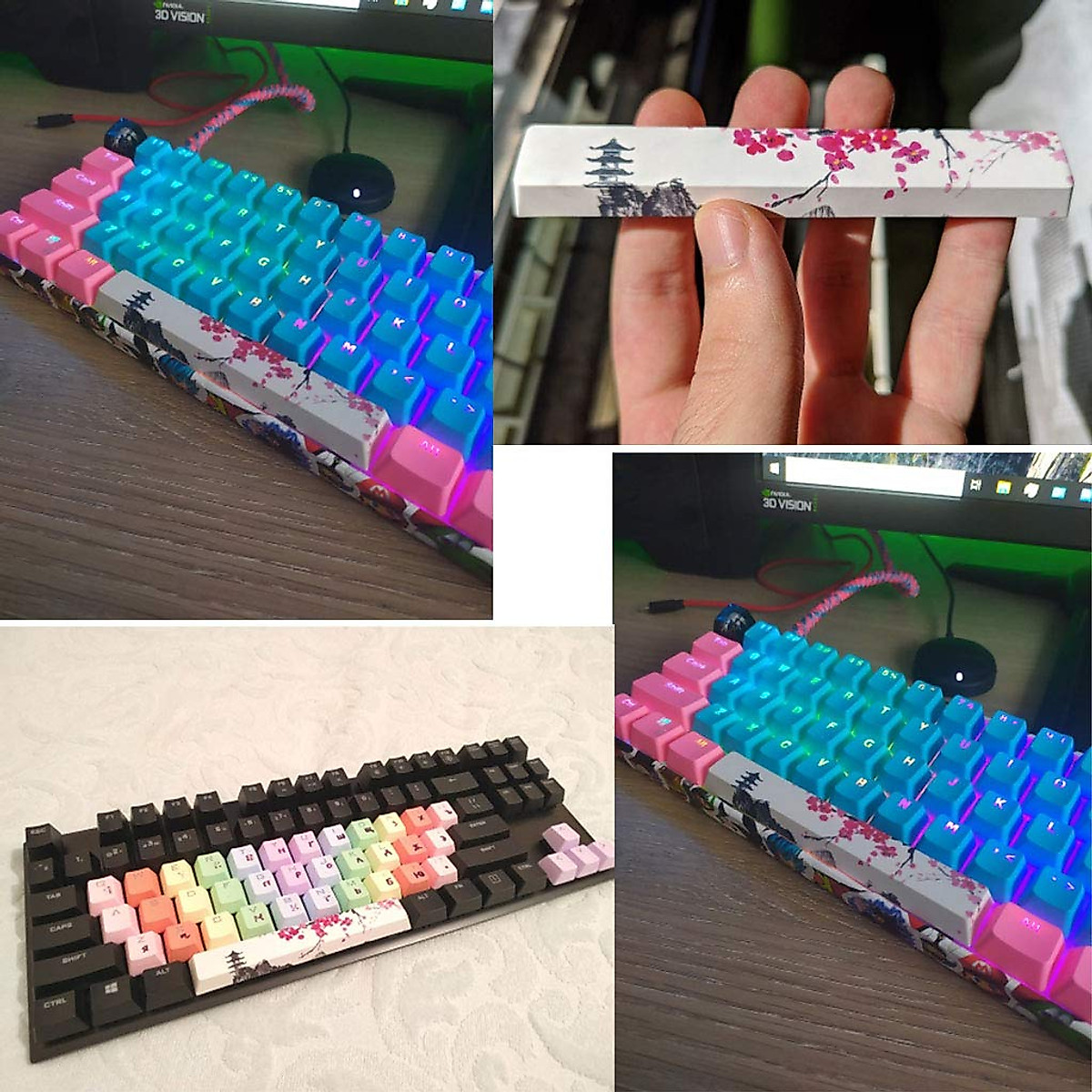 Y-QUARTER Replace SpaceBar Keycap PBT Five Sides Dye-Subbed Spacebar 6.25U Cherry Profile Space Bar Keycap for DIY Mechanical Keyboard gk64 gk61,Suit for Game Lover Gifts