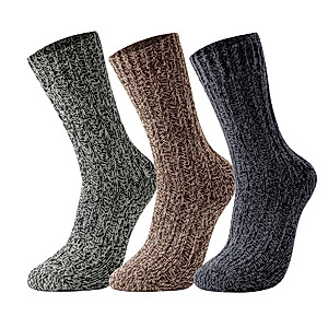 GLENMEARL 3 Pack Womens and Mens Merino Wool Hiking Socks Winter Warm Soft Snow Boot Crew Socks for Women & Mens (Size 7-10)