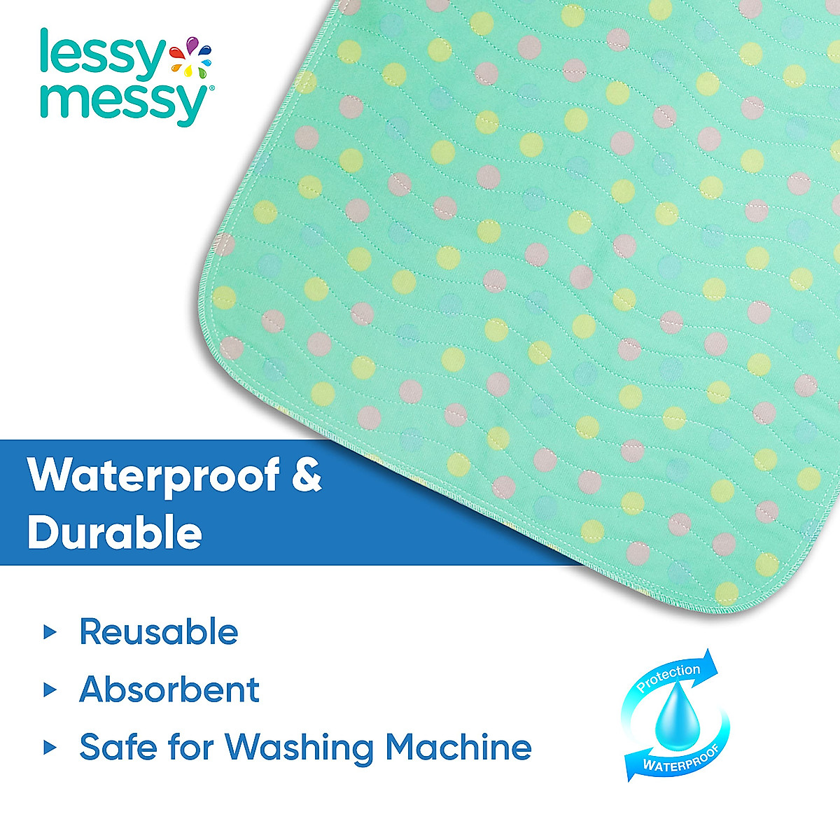 Portable Baby Changing Mat - Extra Large Waterproof Diaper Changing Pad | Machine Washable & Dryer Safe | Wipeable Surface for Easy Cleaning | Stylish Polka Dot Design