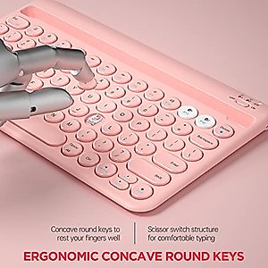 Samsers Multi-Device Bluetooth Keyboard, Rechargeable Wireless Bluetooth 5.1 Keyboard with Integrated Stand, Support 2 Devices for Smartphone Tablet iPad Laptop MacBook PC iOS Android Windows - Pink