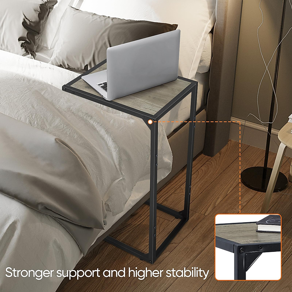 FAGIGY Side Table/C Shaped End Table for Couch & Bed, End Tables Living Room Tables Sofa Tables for Living Room, TV Tray for Eating on Couch, Small End Tables for Small Spaces, Easy Assembly, Oak