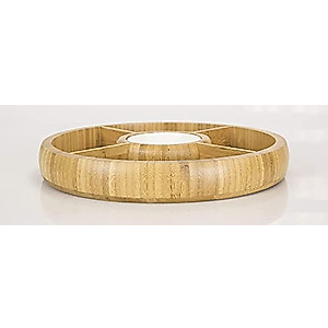 Bamboo Charcuterie Board/Cheese Board Chip and Dip Divided Bowl/Serving Platter with Ceramic Center Bowl/Dip Cup
