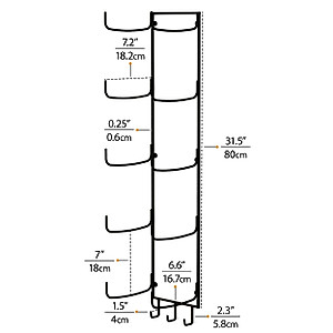 Wallniture Guru Foam Roller & Yoga Mat Holder Wall Mount with 3 Hooks for Hanging Yoga Strap, Resistance Bands, 5-Sectional Metal (Black)