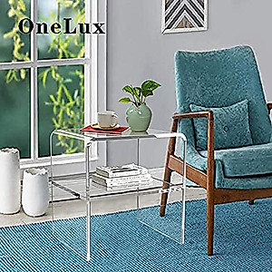 ONELUX 1626 Acrylic Bedside nightstand with Additional Shelf,Lucite Occasional Sofa Tables