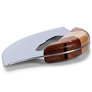 Elanze Designs 270 Wooden Handle Brown 6.5 Inch Wood and Stainless Steel Ulu Knife