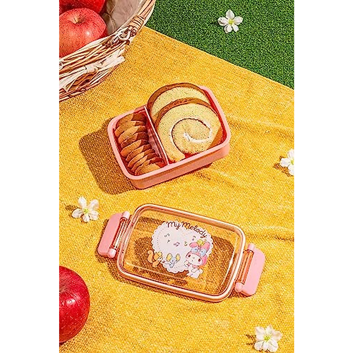 My Melody Bento Lunch Box (15oz) - Cute Lunch Carrier with Secure 2-Point Locking Lid - Authentic Japanese Design - Durable, Microwave and Dishwasher Safe - Music