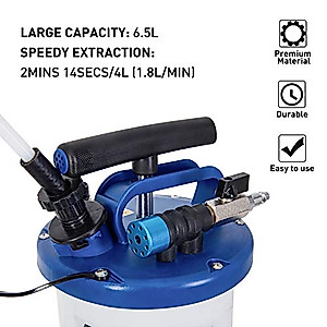 Aocoom-QingCang 6.5 Liter Oil Changer Vacuum Transmission Fluid Extractor Pneumatic/Manual Fluid Evacuator with Pump Tank Remover and Brake Bleeding Hose Engine Oil Change & Fluid Change Tool