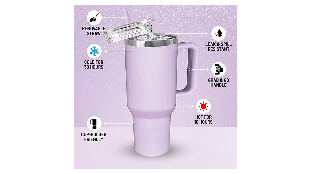 Crave Cups 40oz Lavender Tumbler - Spill Proof Insulated