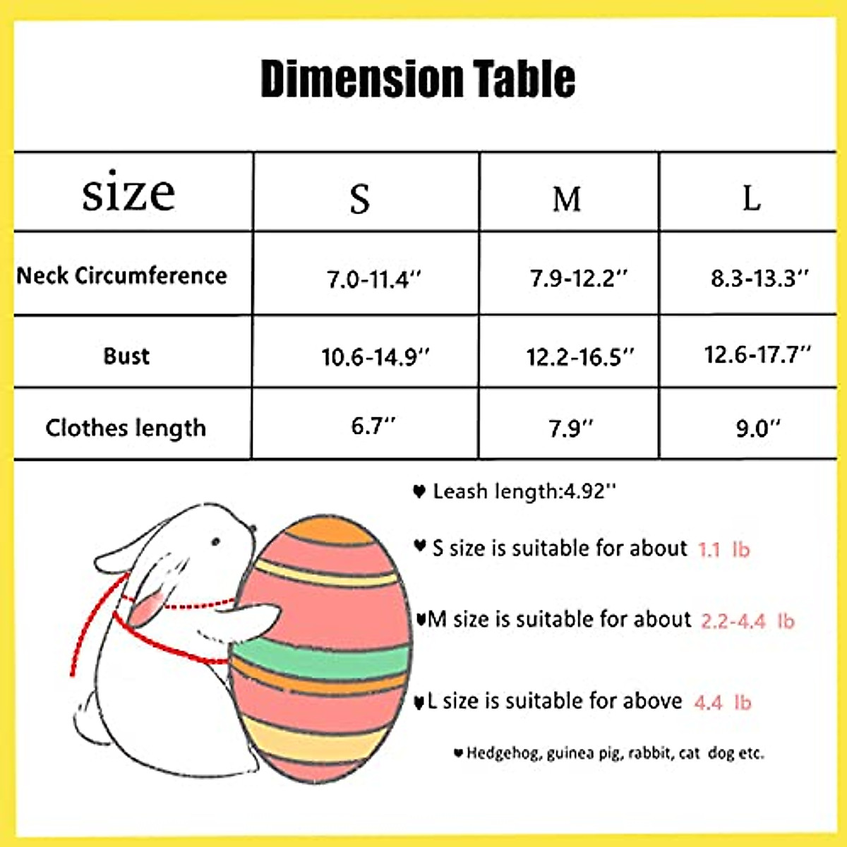 Guinea Pig Clothes,Soft Bunny Ferret Clothes with Pet Rabbit Harness and Leash Mini Hat Bag Cute Brooch for Kitten Small Animal Collars