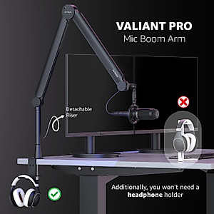 IXTECH Mic Arm Boom Arm 360° Rotatable Microphone Boom Arm Mic Boom Arm with Desk Mount, Fully Adjustable, for Podcast, Video, Gaming, Radio, Studio Recording, Sturdy and Universal VALIANT Pro