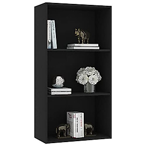 GOLINPEILO 3-Tier Book Cabinet, Storage Organizer, Open Shelf Bookcase Bookshelf, Home Office Furniture Bookcase, Side Cabinet, Black 23.6"x11.8"x44.9" -AA
