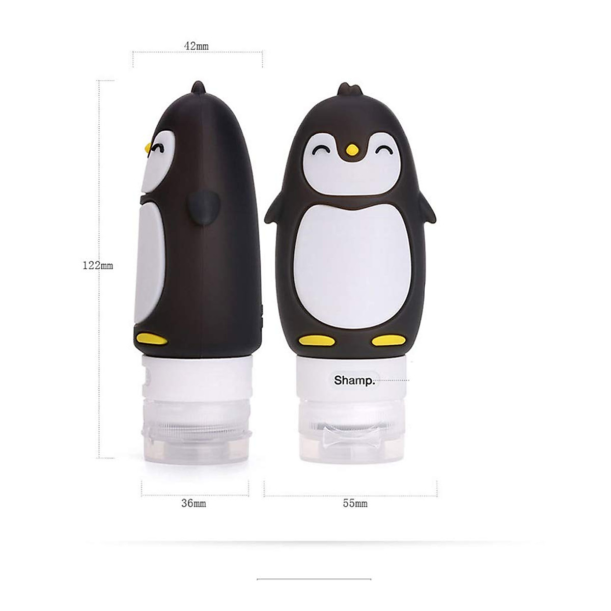 Heicat Travel Bottles Set for Liquids, TSA Approved Leak Proof Silicone Cosmetic Travel Containers, for Shampoo, Conditioner, Lotion, Toiletries 3OZ (Penguin)