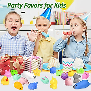 Mochi Squishy Toys FLY2SKY 30Pcs Animal Squishies Party Favors for Kids Stress Relief Toys Kawaii Animal Stress Toys Cat Stress Reliever Squishy Toys Mini Novelty Gifts Seal Rabbit Cat Random Squishys