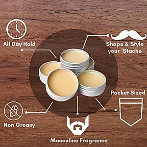 G.B.S Strong Hold Sandalwood Mustache Wax, Easy Application, Restyleable, long lasting hold