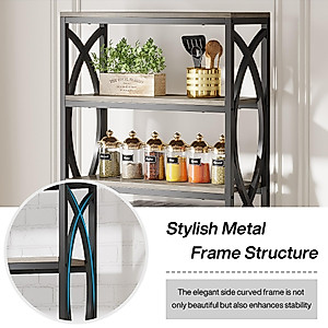 Tribesigns 6-Tier Bookshelf, 70.8" Tall Bookcase, Modern Wooden Bookshelf with Metal Frame, Freestanding Open Storage Shelves/Shelving Unit for Office, Bedroom, Living Room (Grey, 1PC)