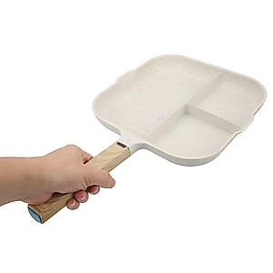 Zerodis 3 in 1 Frying Pan, Aluminum Alloy Partitioned Non Stick 3 Section Divided Breakfast Pan Grill Pan Partitioned Multifunction Kitchen Egg Pan for Breakfast