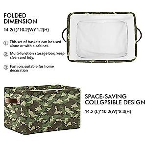 ALAZA Military Camouflage Large Storage Basket with Handles Foldable Decorative 1 Pack Storage Bin Box for Organizing Living Room Shelves Office Closet Clothes