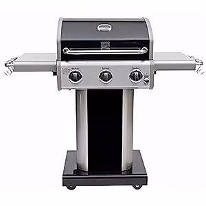 Kenmore 3-Burner Outdoor BBQ Grill | Liquid Propane Barbecue Gas Grill with Folding Sides, PG-A4030400LD, Pedestal Grill with Wheels, 30000 BTU, Black