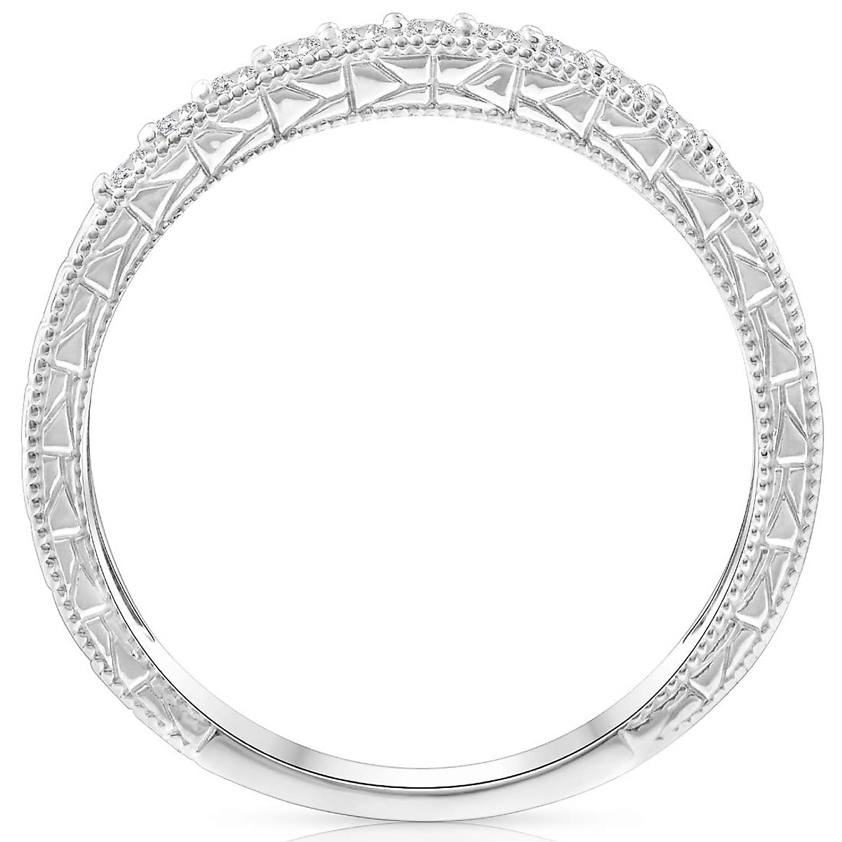 P3 POMPEII3 1/4ct Diamond Wedding Ring Hand Engraved Vintage - Size 4.5