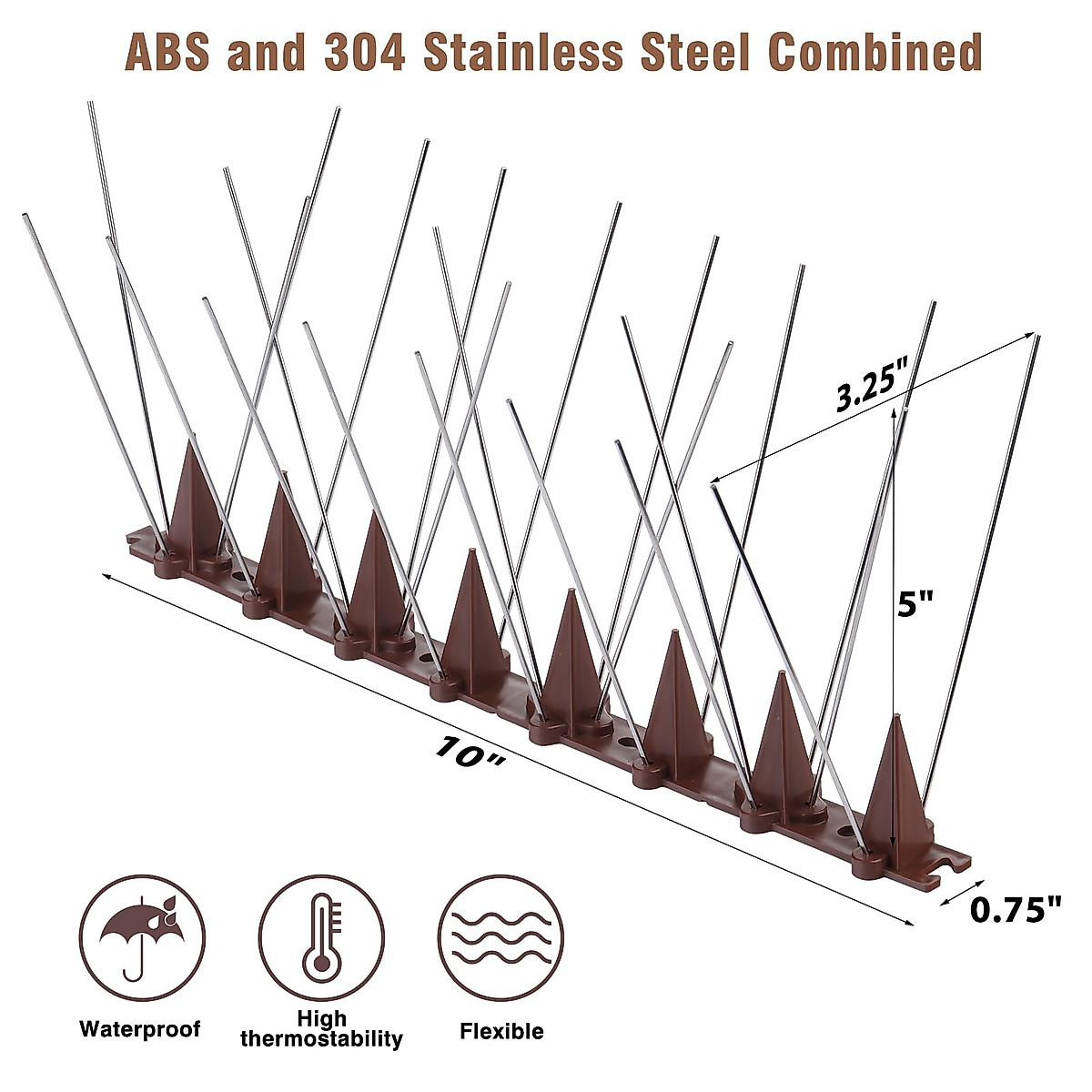 Aeibxiy Bird Spikes, 5 Pack Bird Deterrent Spikes for Outdoor, Plastic Bird Spike for Small Bird Cat Squirrel, Pigeon Spikes for Fence Roof and Wall