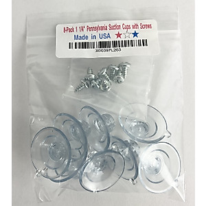 Wis-Sales (8-Pack Small 1 1/4 Inch) Pennsylvania Heavy Duty Suction Cups with Screws Signs, Radar Detector, thermometers, Bird feeders, and more.