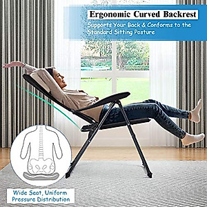 DORTALA 2-Piece Foldable Patio Chairs, Folding Chairs w/Adjustable Backrest, Outdoor Sling Chairs for Deck, Backyard, Bistro, 300 lbs Capacity, Set of 2, Black