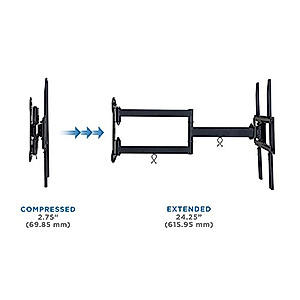 Mount-It! Full Motion TV Wall Mount | Long Arm TV Mount with 24 Inch Extension | Fits 32 to 55 Inch TVs with Up to VESA 400 x 400, 77 Lbs Capacity