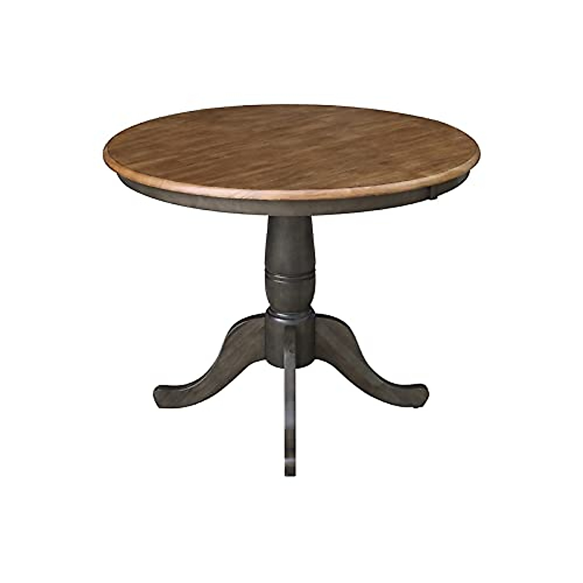 IC International Concepts Round Top Pedestal Dining Table, Hickory/Washed Coal