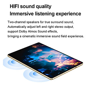 AMONIDA 10.1 Inch Tablet 6G RAM 128G ROM 2.4G 5G WiFi 10.1 Inch Portable Tablet Octa Core 100-240V CPU Processor 1960x1080 IPS for Home Travel (Yellow)